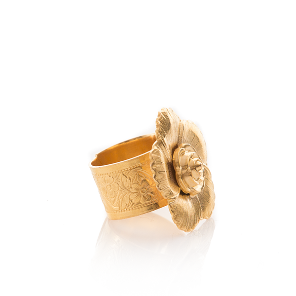 VIOLETTE gold floral adjustable ring – Darsala
